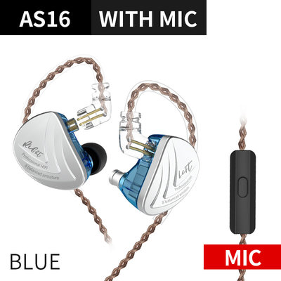 15Ω 16BA High Bass Earphones , 3.5mm Connectors Wireless Sports Headphones