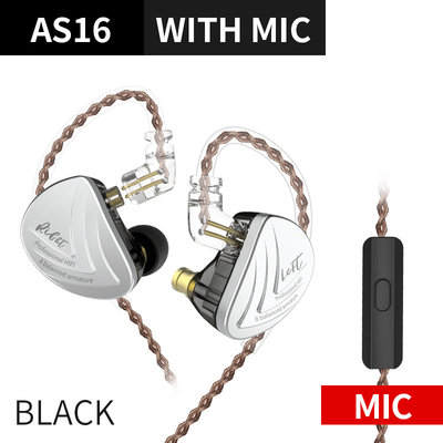 15Ω 16BA High Bass Earphones , 3.5mm Connectors Wireless Sports Headphones