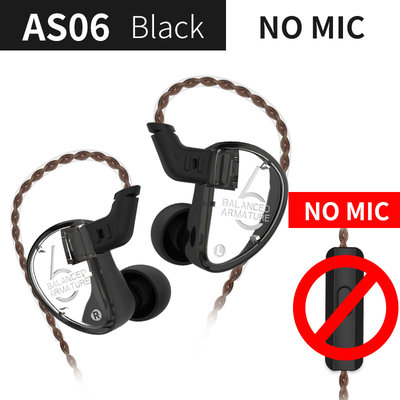 Black / Cyan Balanced Armature Headphones , 120cm Line Noise Reduction Headphones