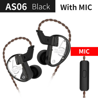 Black / Cyan Balanced Armature Headphones , 120cm Line Noise Reduction Headphones