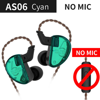 Black / Cyan Balanced Armature Headphones , 120cm Line Noise Reduction Headphones