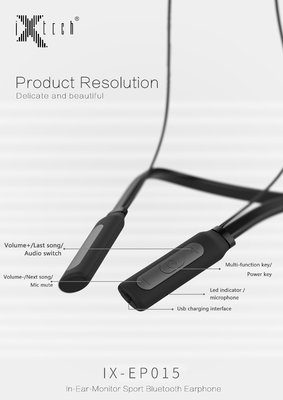 I - Xtech IX - EP015 Bluetooth Neckband Earphones Smart Series For Sports