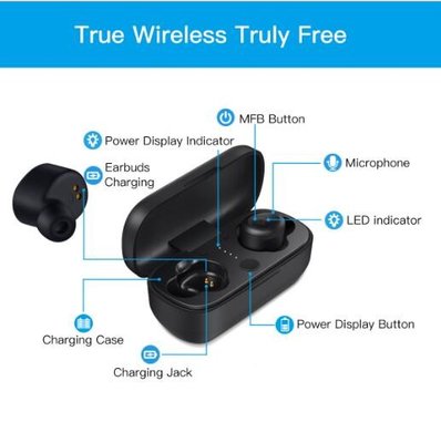 Vainas estéreas 2 de Wavefun X de los auriculares de las auriculares de los auriculares de botón de la radio TWS Bluetooth de AAC