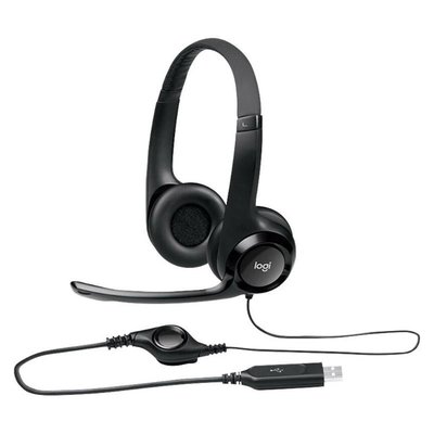 USB atado con alambre sobre los auriculares principales, auricular estéreo Logitech de control de línea H390 del juego