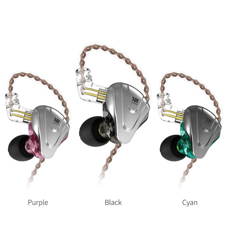 KZ ZSX Metal In Ear Earphones 5BA 1DD Hybrid Technology 12 Units HIFI Bass Earbuds
