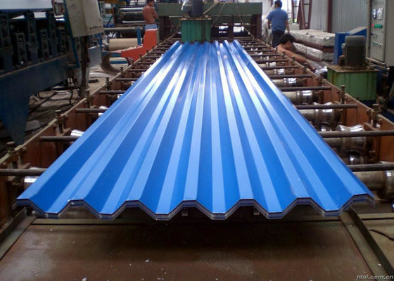 Blue Powder Coated Corrugated Steel Roofing Sheets Used For Roofing Wall