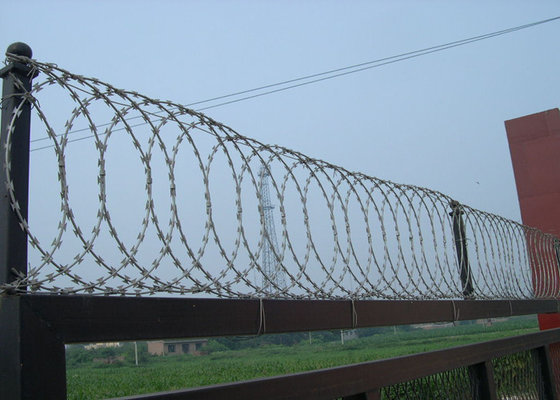 Concertina Hot Dipped Galvanized Razor Barbed Wire BTO-22 Two Cilps 0.5mm Thickness