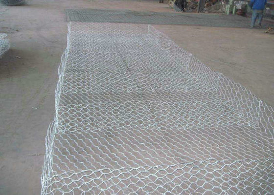 Pvc Green Gabion Wire Mesh Panels , Wire Gabion Baskets For River 2*1*1