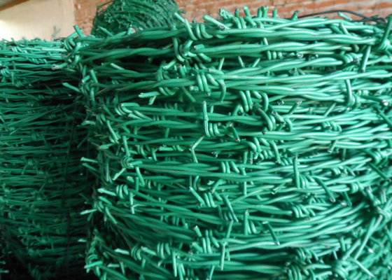 Green Power Coated High Tensile Barbed Wire Reverse Twist , Normal Twist