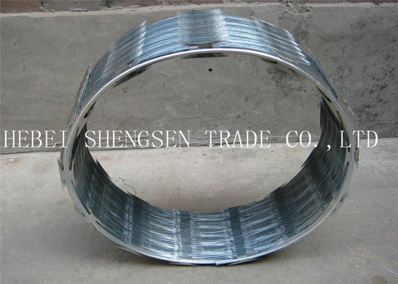 ISO9001 Hot Dipped Razor Barbed Wire With 0.45mm - 0.65mm Cross Razor