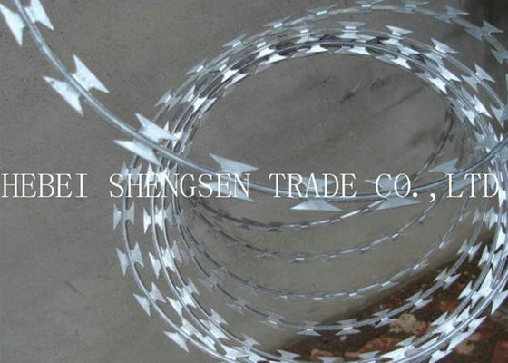 Cross Razor 0.45mm - 0.65mm Concertina Razor Wire High Carbon Steel For Prison