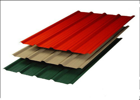 Aluminum Zinc Corrugated Steel Sheets , Red Corrugated Steel Roof Panel