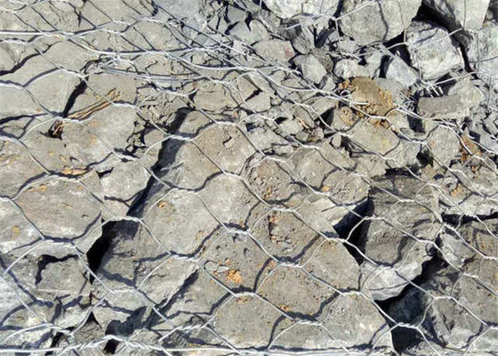Rock Filled Gabion Wire Mesh , Garden Fence Hexagonal Wire Netting Zinc Coating