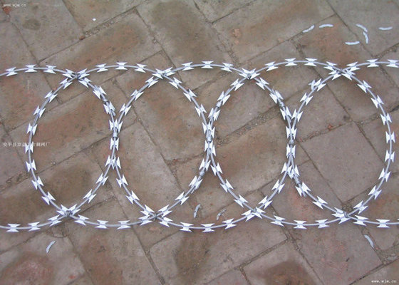 Hot Dipped Galvanized Razor Barbed Wire For Fence , Electric Barbed Wire Fence