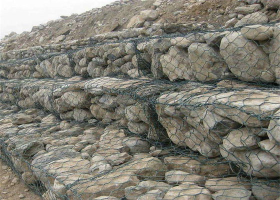 Pvc Coated Green Colors Gabion Box , Gabion Wire Mesh Size 3*1*1