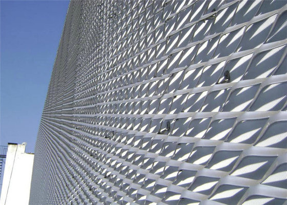 Flatted Small Hole Expanded Aluminum Metal Sheet Mesh For Hotel Silver Color