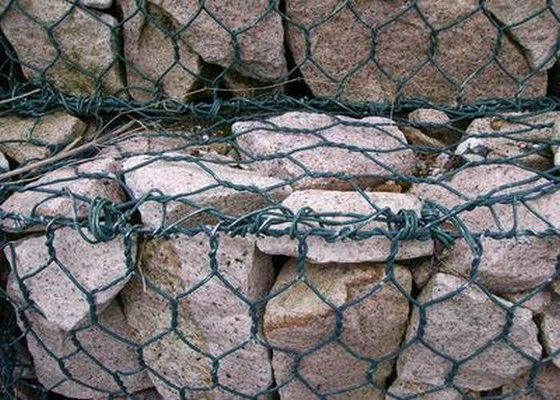 Longlife Pvc Green Colors Wire Mesh Retaining Wall Gabion Basket For River