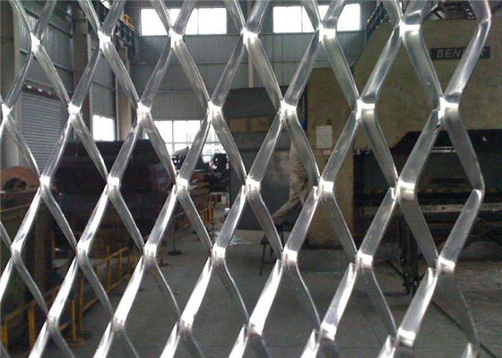 Flatted Small Hole Expanded Aluminum Metal Sheet Mesh For Hotel Silver Color