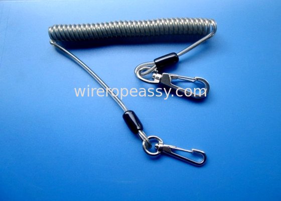 3.0mm / 4.0mm Spring Safety Tool Lanyards With Zin Alloy Swivel Hooks