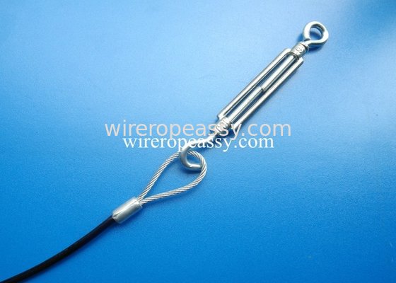 Black PA Covering Crane Steel Cable Slings 1200 - 1500mm With Turnbuckels