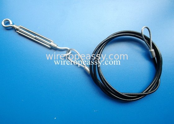 Black PA Covering Crane Steel Cable Slings 1200 - 1500mm With Turnbuckels