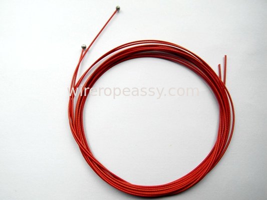 0.8mm Red Coated PA Wire Rope Assembly With Zinc Ball Nipples 0.6mm Diameter