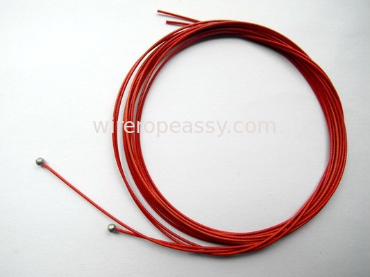 0.8mm Red Coated PA Wire Rope Assembly With Zinc Ball Nipples 0.6mm Diameter
