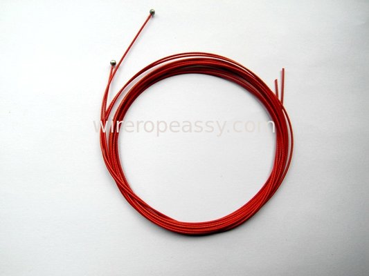 0.8mm Red Coated PA Wire Rope Assembly With Zinc Ball Nipples 0.6mm Diameter