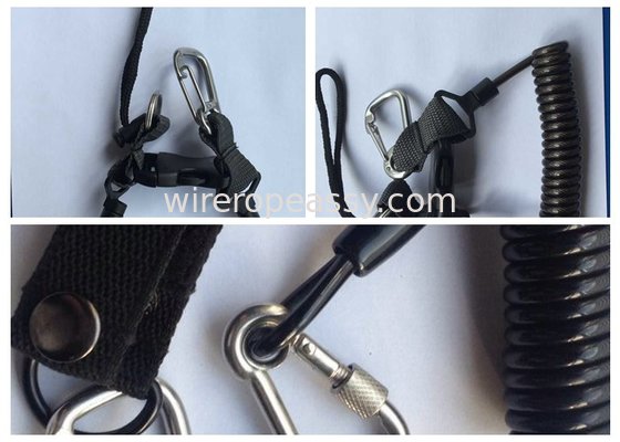 1 - 1.5m  Heavy Duty Spring Steel Safety Tool Lanyards With Strip Hooks