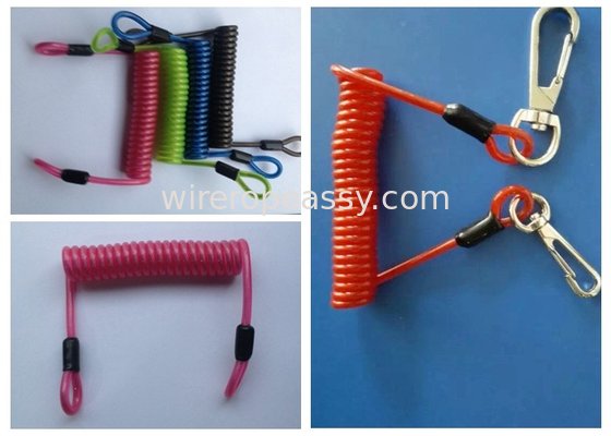 1 - 1.5m  Heavy Duty Spring Steel Safety Tool Lanyards With Strip Hooks