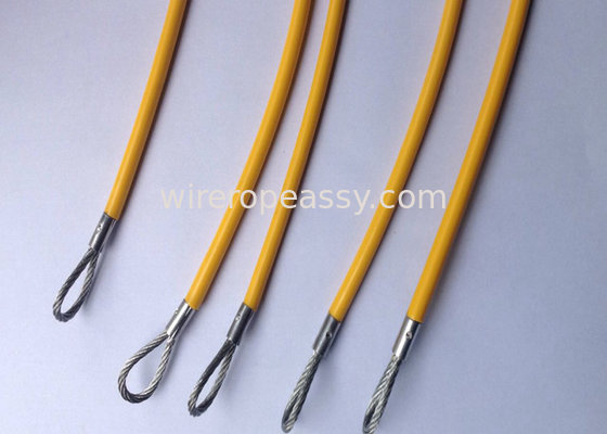 5.0mm Yellow Coated Galvanized Cable Transparent Loops Both Ends