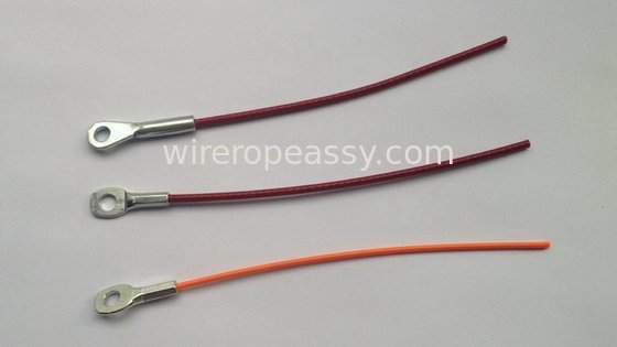 Red Brown Coated Steel Cable Assembly Swaged Galvanized Eyelet Terminal