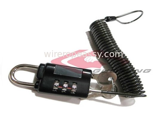 Laptop / Desktop / Docking Coiled Security Cable Lock Black With Trap