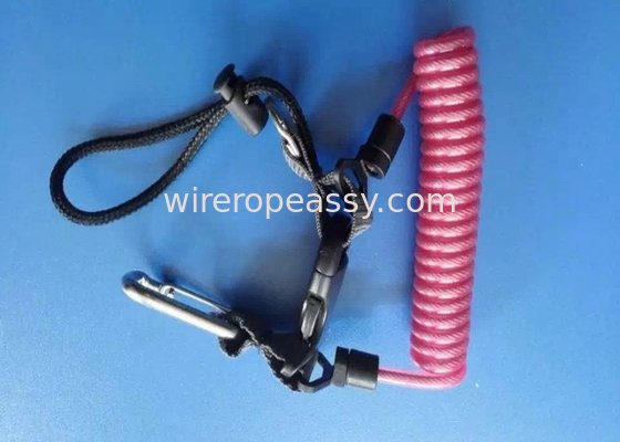 4.0mm Diving Steel Coil Safety Tool Lanyards With Metal Clips Belt