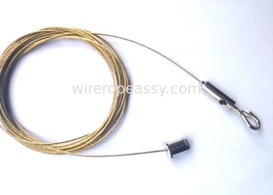 1.5mm 7*7 Glavanized Gold Plated Hanging Light Kits Cable Ceiling Caps