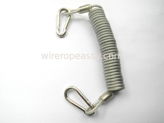 Transparent PU Coated Coil Spring Cable 4.0mm Galvanized Carebiners
