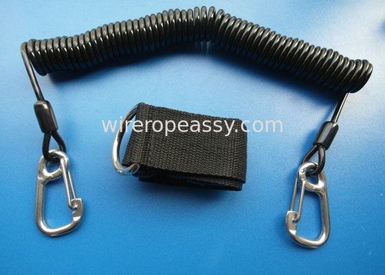 Black 5.0mm Safety Tool Lanyards With  Belt And Stainless Hooks