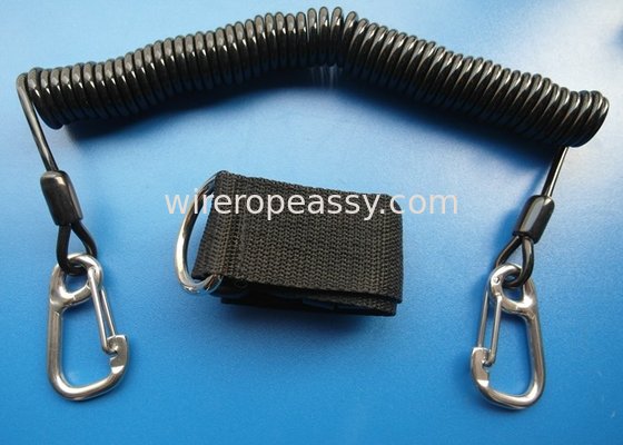 Black 5.0mm Safety Tool Lanyards With  Belt And Stainless Hooks