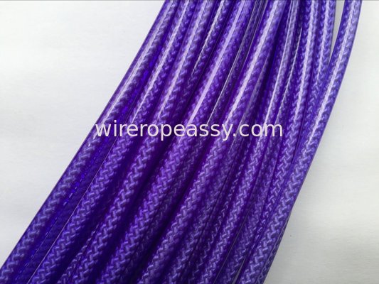 Purple Polyester Coated 5.0mm Safety Tool Lanyards Cable With Hooks