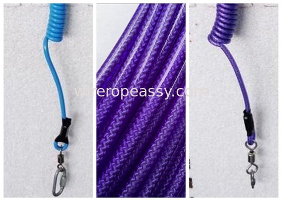 Purple Polyester Coated 5.0mm Safety Tool Lanyards Cable With Hooks