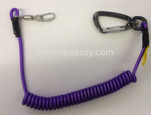 Purple Polyester Leash Safety Ropes Fast Link Swivel Carabiner
