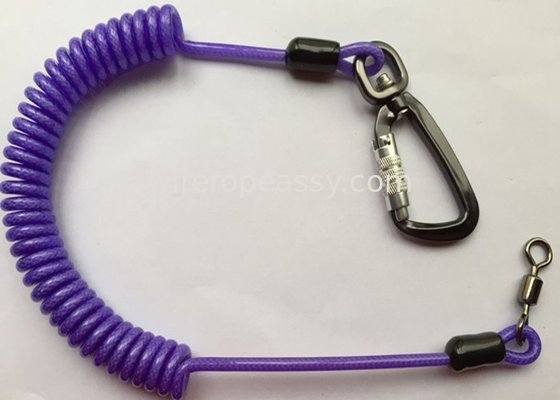 Purple Polyester Leash Safety Ropes Fast Link Swivel Carabiner