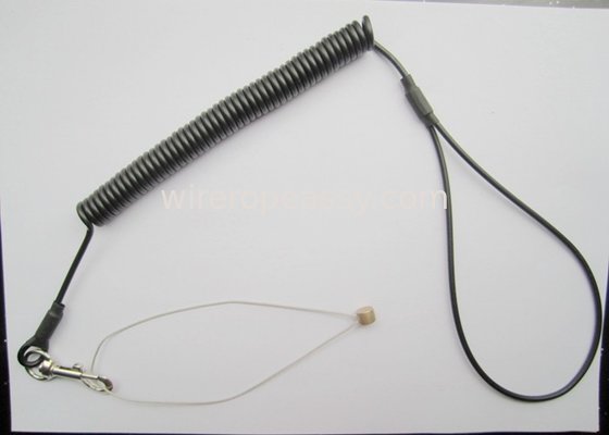 Scaffold Black Coil Safety Tool Lanyards With Loops Round Wire