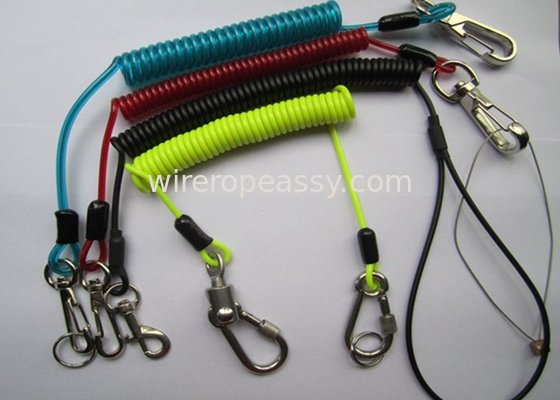 4.0mm Bule Scaffold  Black Coil Safety Tool Lanyards 1500mm Length