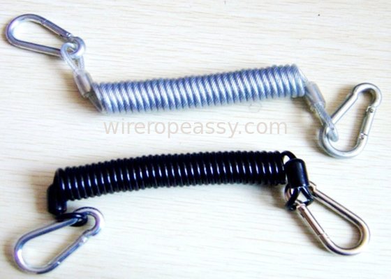 3.0 mm stainless steel DIY Coil Tool Safety Lanyard Spring Coil Tether Carabiners