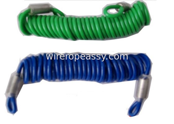 3.0mm White Steel Coiled Spiral Lanyard Safety Tool Lanyards with Eye Terminal Ends