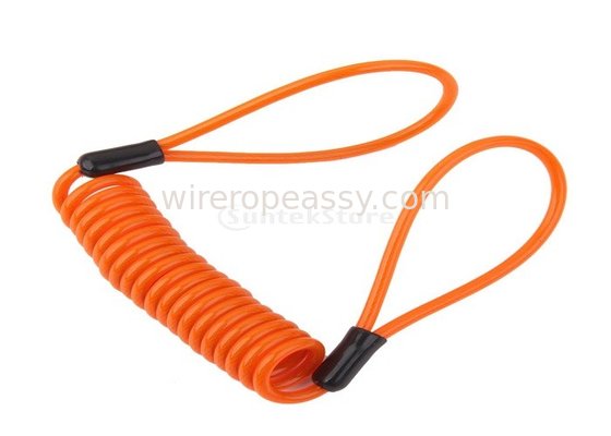 Safety Lanyard Spring Coil Wire Rope Disc Brake Lock Reminder Cable Green/Yellow