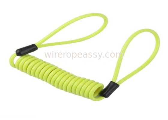 Safety Lanyard Spring Coil Wire Rope Disc Brake Lock Reminder Cable Green/Yellow