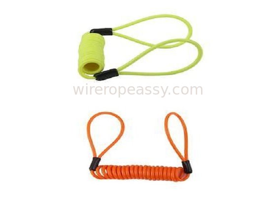 Safety Lanyard Spring Coil Wire Rope Disc Brake Lock Reminder Cable Green/Yellow