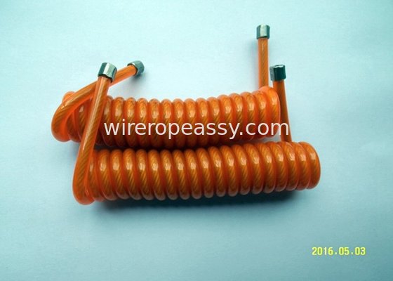 5.0mm Orange Spiral Lanyard with Stamped Ferrlues At Both Ends